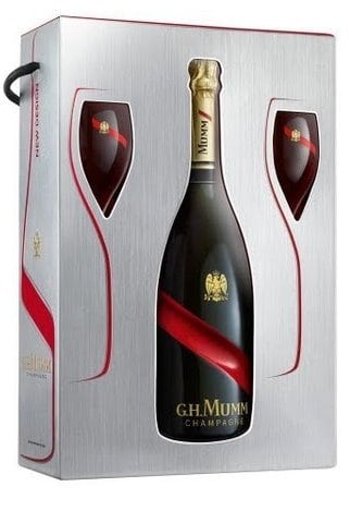 Mumm Grand Cordon Champagne & Flutes - Buy online at The Good Wine Co